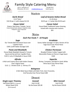 Dinner Menu | Sala - Modern Sicilian Dining | Milwaukee WI